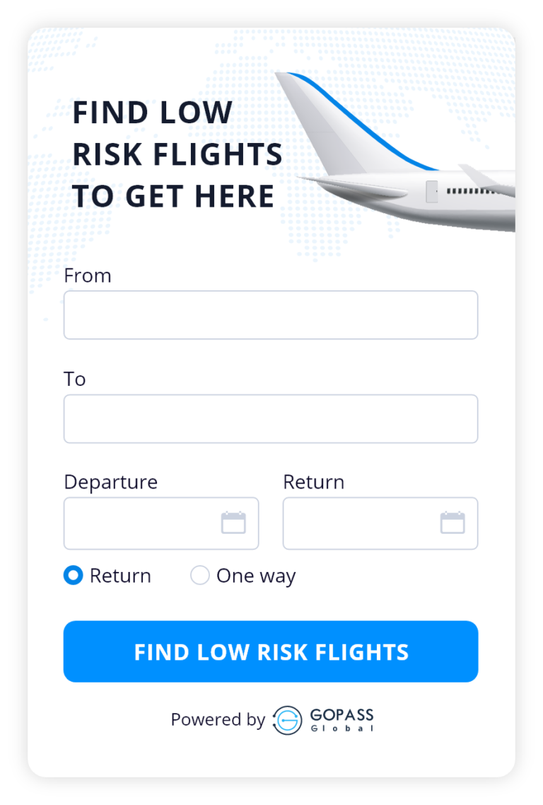Flight Risk Widget to embed in your website or system - GOPASS Global